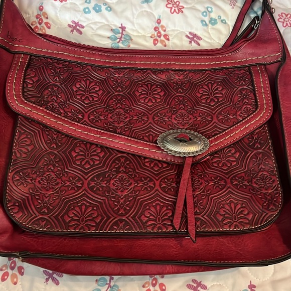 boc | Bags | Boc Born Concepts Western Purse Shoulder Bag Maroon Red ...